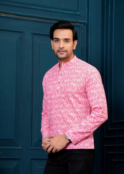 Cotton Pink Ethnic Print Kurta – Hatheli